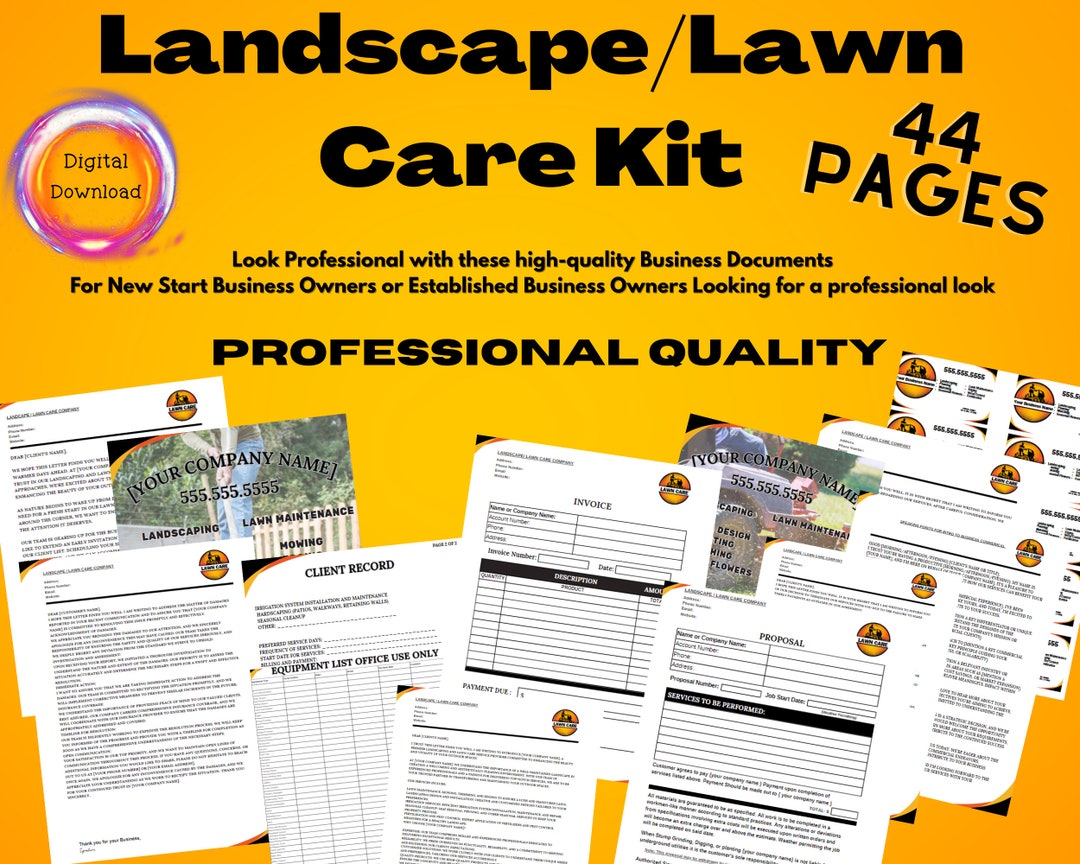 Landscape Lawn Care Kit, Proposals, Invoice, Emails, Letters, Flyers ...