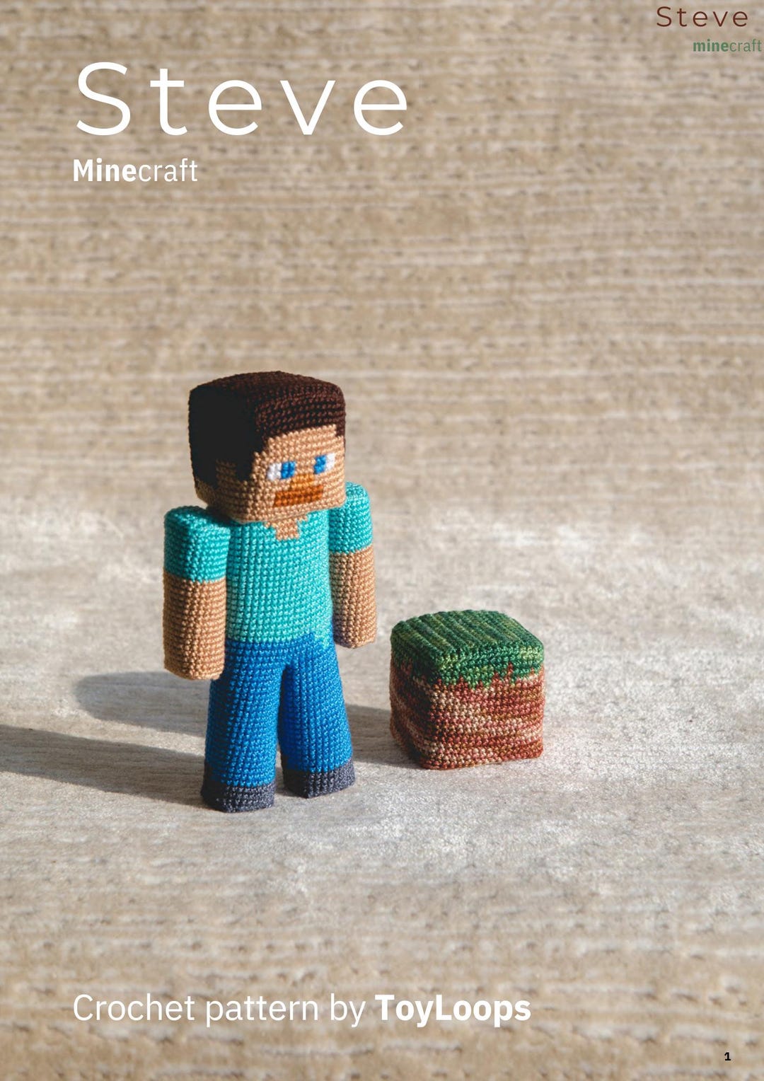 Amigurumi Minecraft Steve Pattern PDF Crochet Toy Pattern, Digital ...