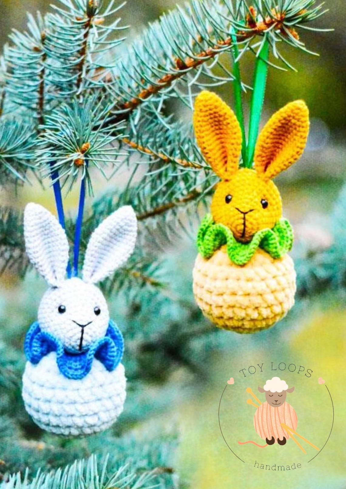Christmas Ornament Bunny PDF Pattern - DIY Craft, Cute Rabbit Ornament ...