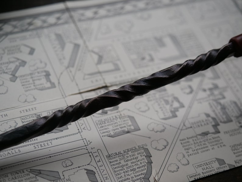 Hand Forged Metal Wand With Stitched Leather Handle - Etsy
