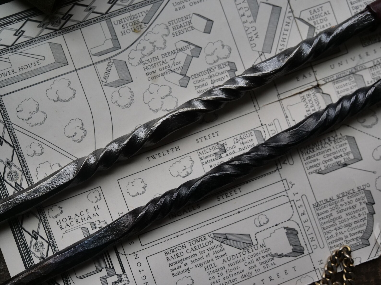 Hand Forged Metal Wand With Stitched Leather Handle - Etsy