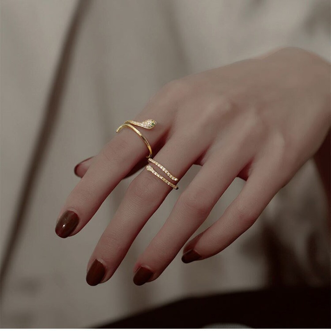 Luxury Real Gold Plated Snake Ring Set - Etsy