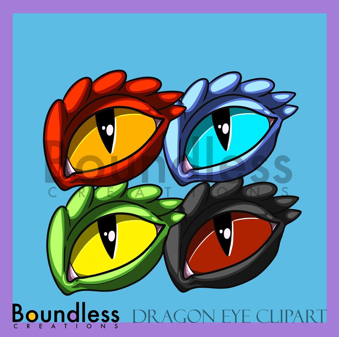 Dragon Eye Cartoon Clipart in 4 Colours High Quality Pngs - Etsy Australia
