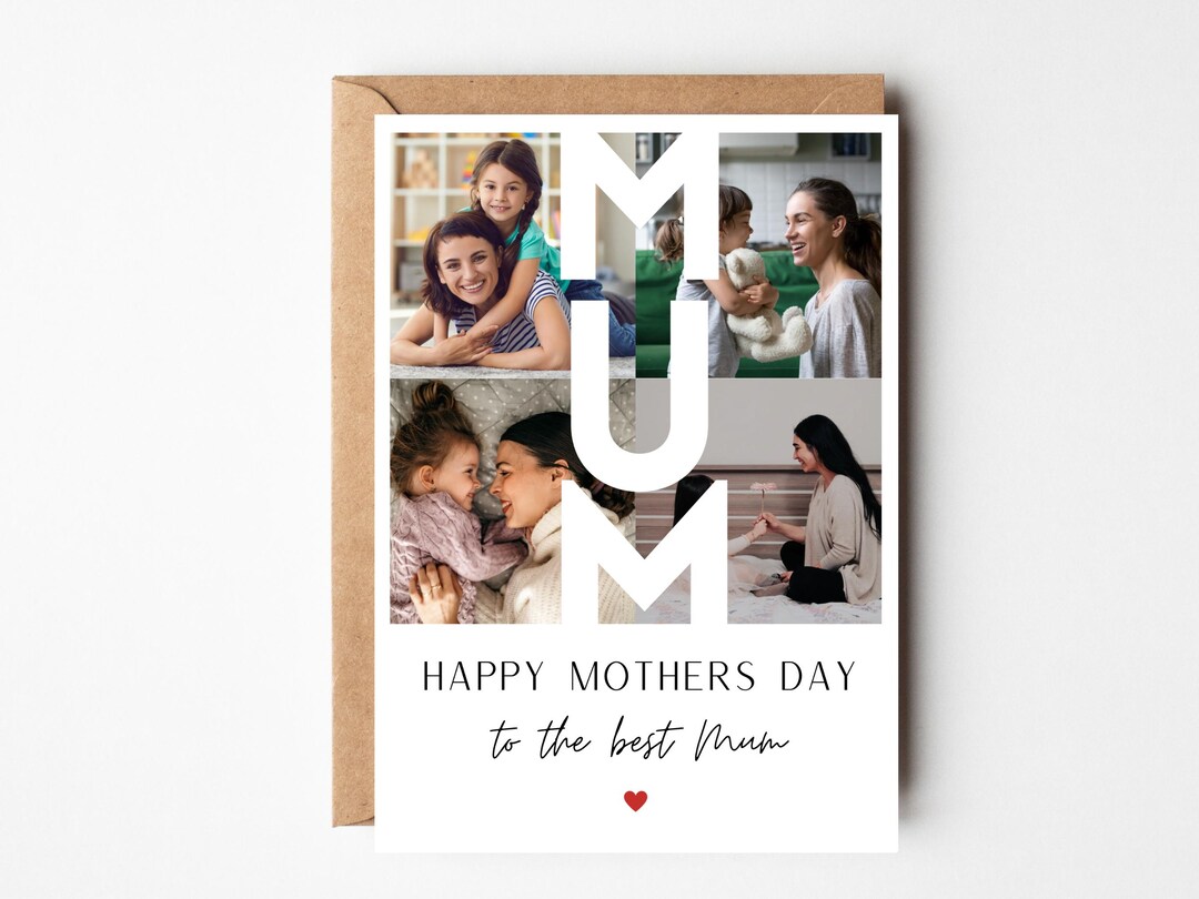 Personalised Mother’s Day Card, Photo Collage Card for Mum, Custom ...