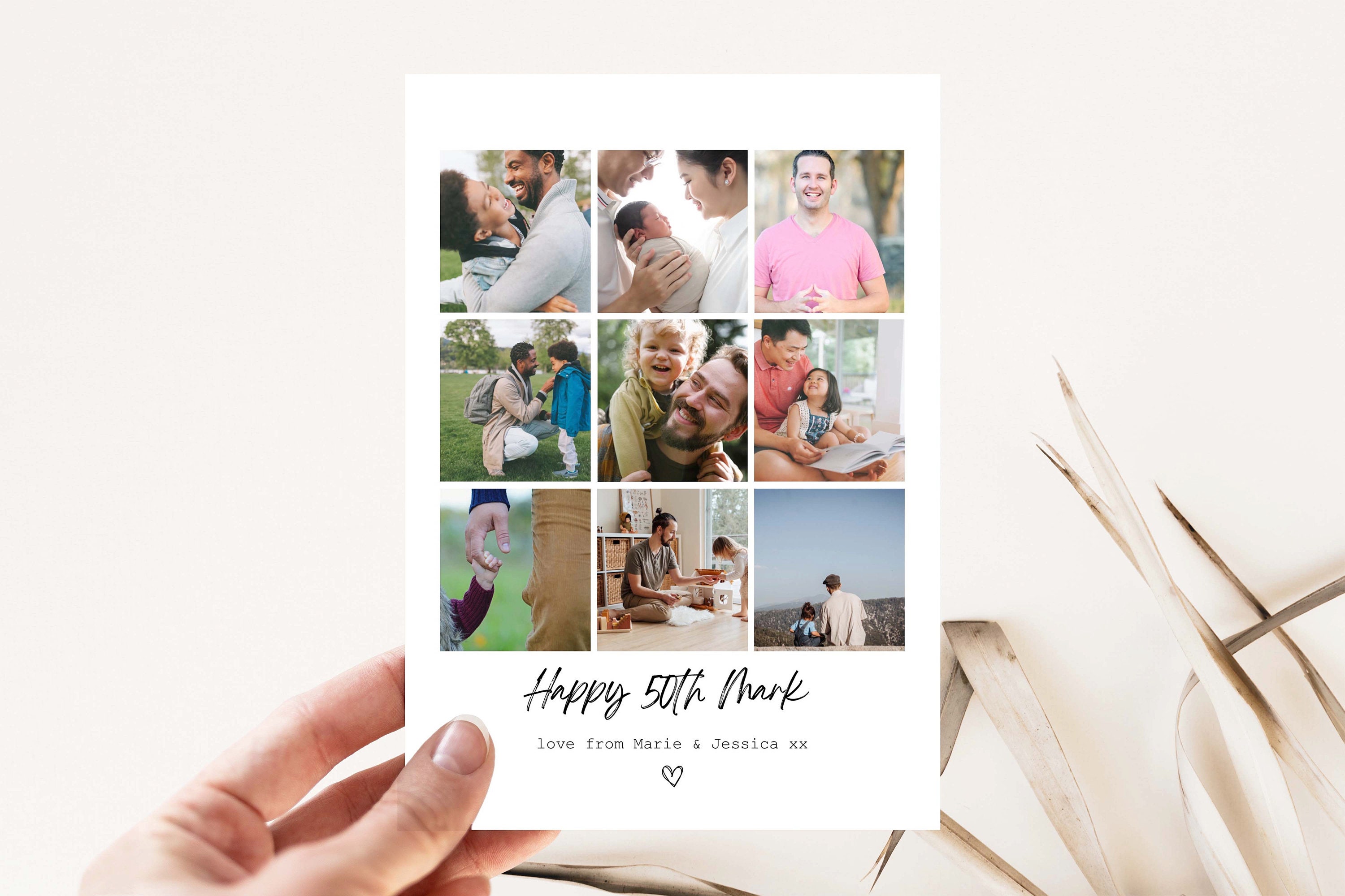 Personalised Photo Collage Card 50th Birthday Card for Him - Etsy