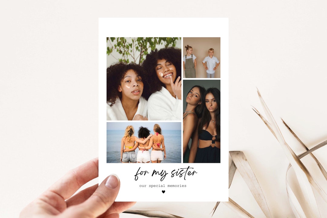 Photo Collage Card for Sister, Personalised Birthday Card for Her ...