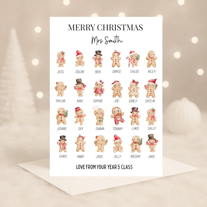 Class Gingerbread Card - Etsy UK