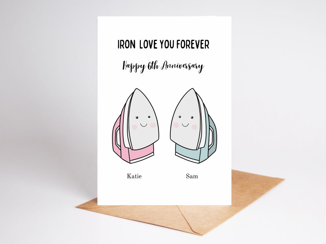 6th Wedding Anniversary Card , Six Years Together Card for Wife, Iron ...