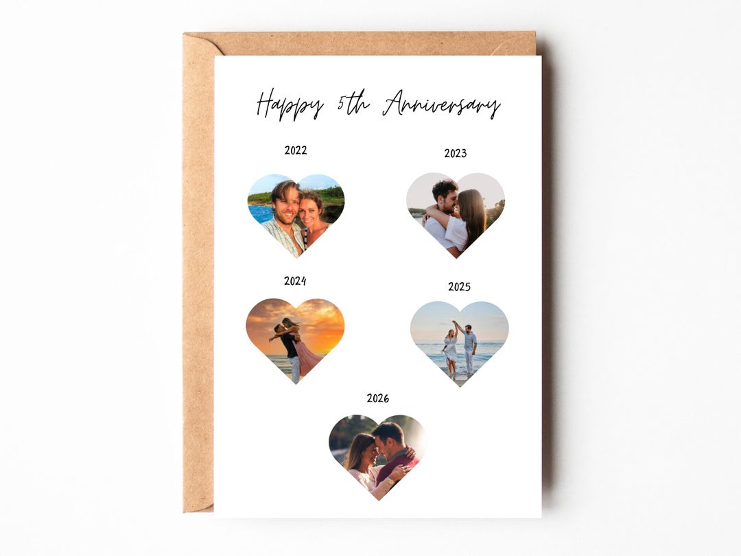 Personalised 5th Anniversary Card for Wife, 5th Anniversary Card for ...