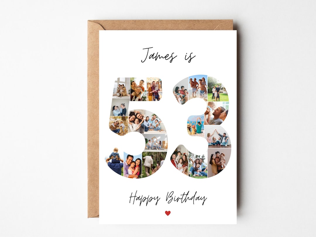 53rd Birthday Photo Card, 53rd Birthday Gift, Personalised Birthday ...
