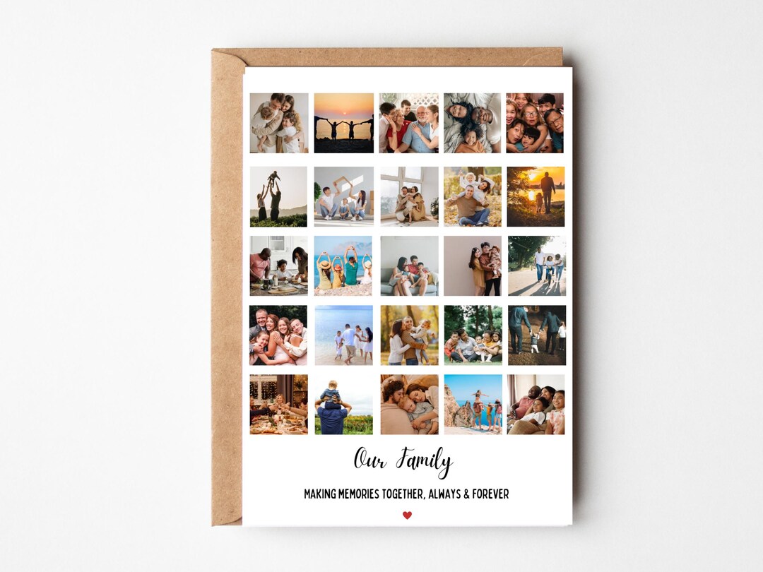 Personalised Birthday Photo Collage Card, Family Photo Keepsake, Photo ...