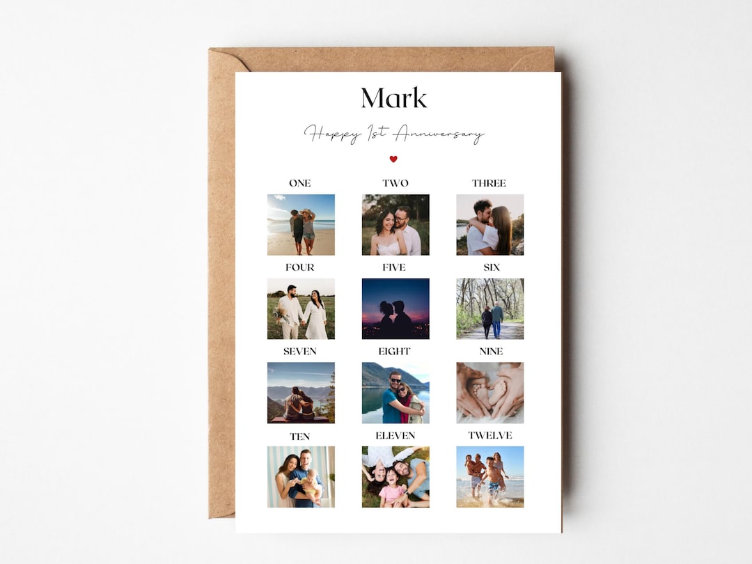 Personalised 1st Anniversary Photo Collage Card, 1st Year Married, 1 ...