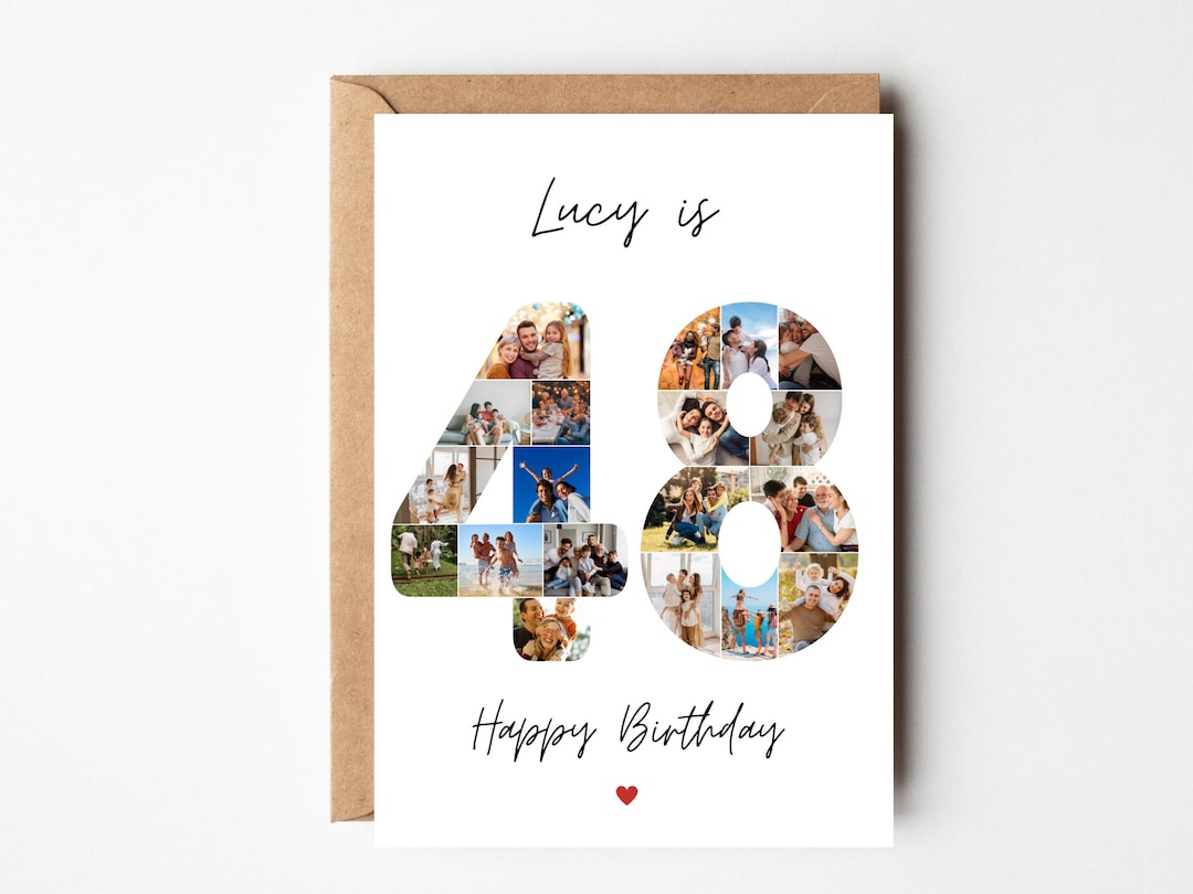 48th Birthday Photo Card, 48th Birthday Gift, Personalised Birthday ...