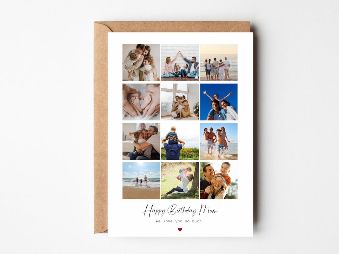 Personalised Photo Collage Card, Family Photo Card, Birthday Card ...