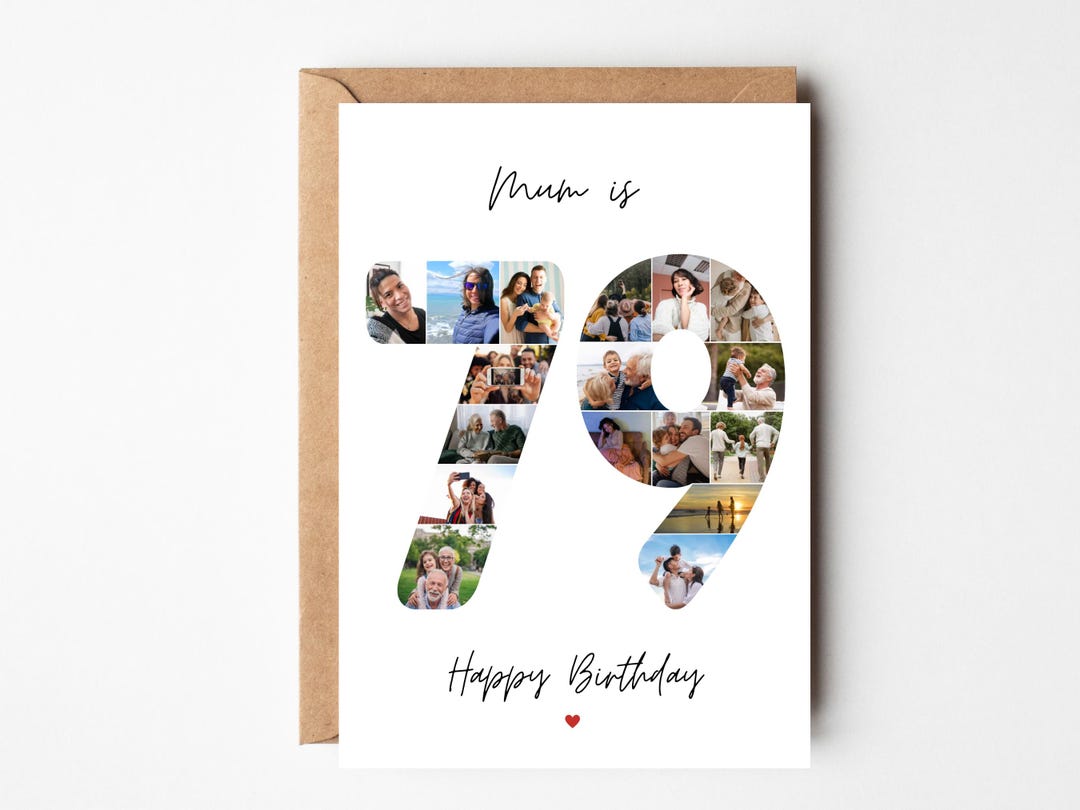 79th Personalised Birthday Card, 79th Photo Collage Card, Personalised ...