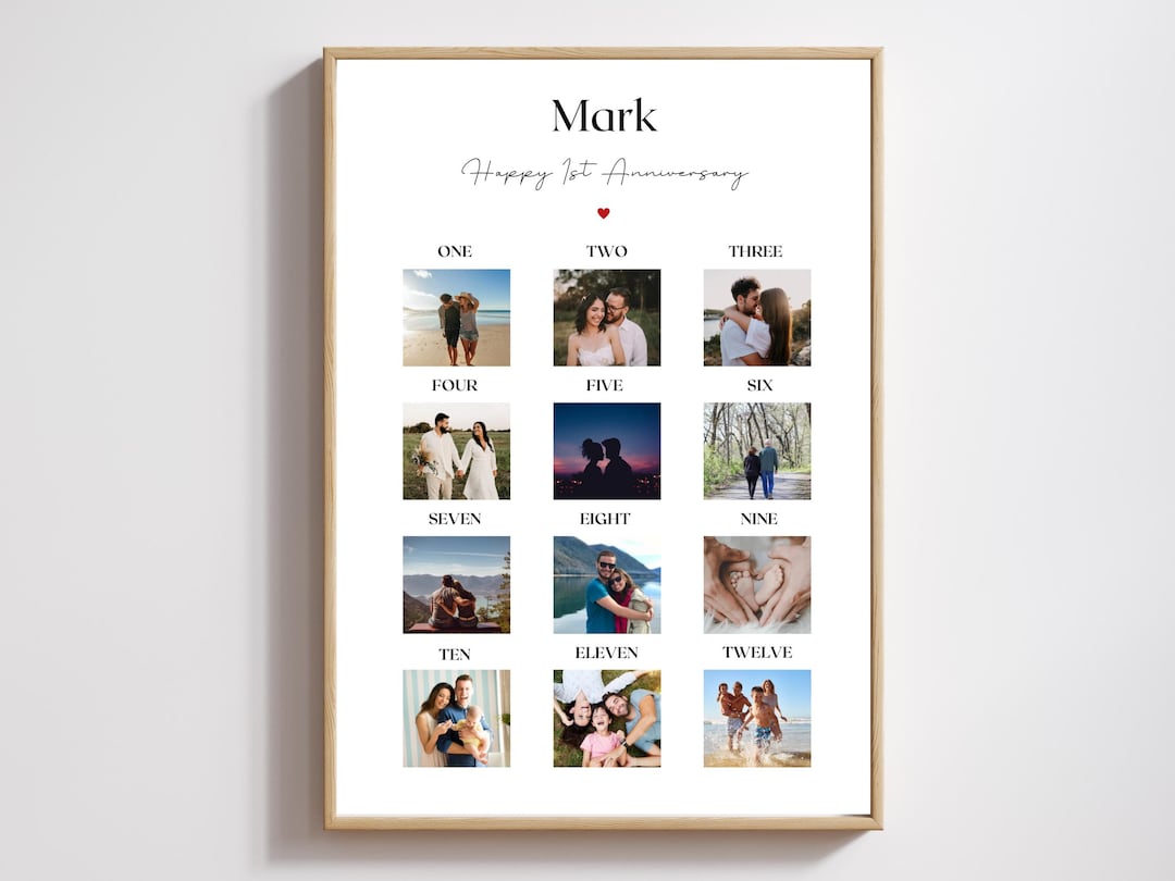 Personalised 1st Anniversary Print, Photo Collage for Girlfriend, 1st ...