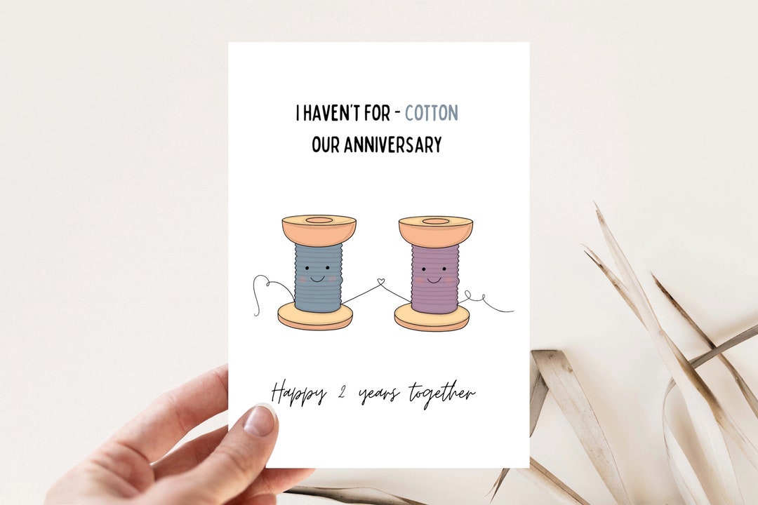 2nd Wedding Anniversary Card , Two Years Together Card for Wife, Cotton ...