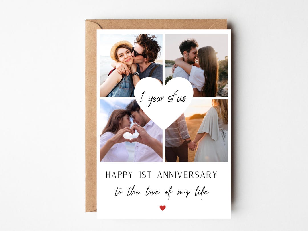 Personalised 1st Anniversary Photo Collage Card, Couples Anniversary ...
