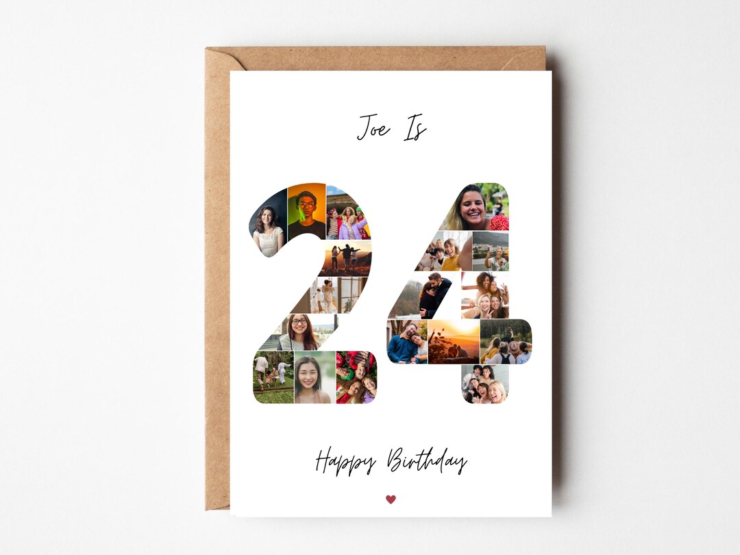 24th Birthday Photo Collage Card, 24th Birthday Card Him, Her ...