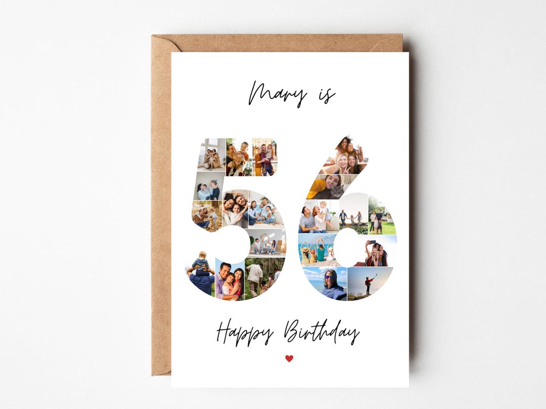 56th Birthday Photo Card, 56th Birthday Gift, Personalised Birthday ...