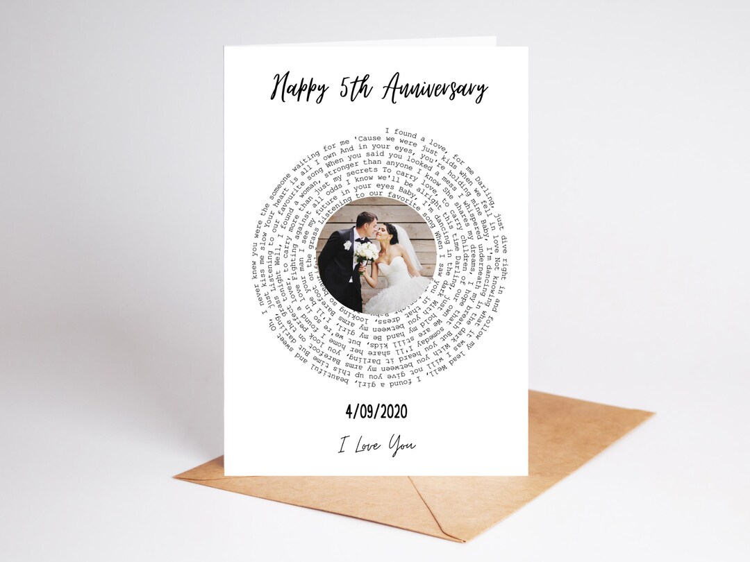 Personalised 5th Anniversary Photo Collage Card, Couples Anniversary ...