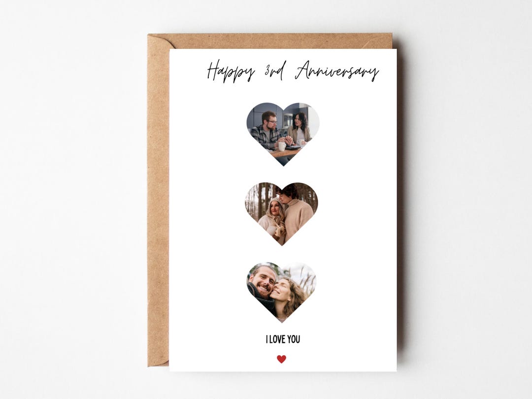 Personalised 3rd Anniversary Card for Wife, 3rd Anniversary Card for ...