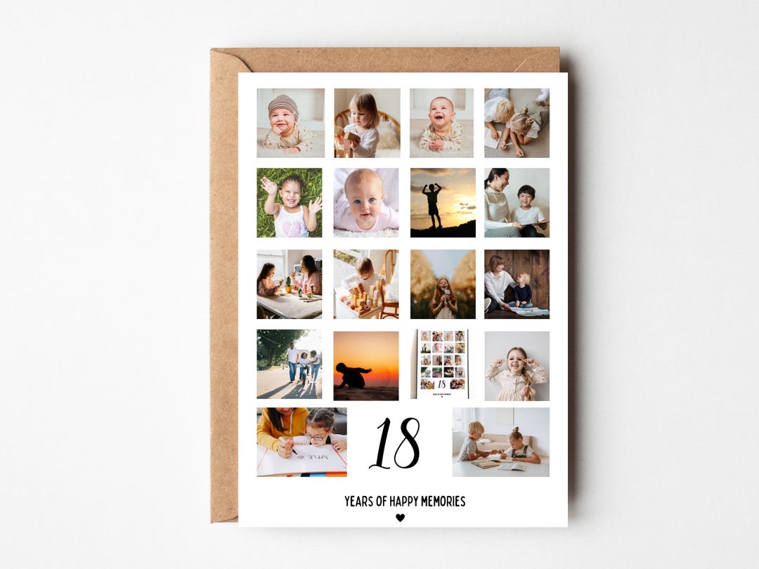 Personalised 18th Birthday Photo Collage Card, 18th Keepsake Daughter , Photo Gift for ...