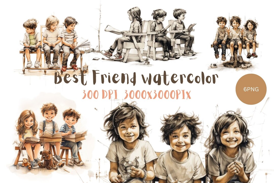 Best Friend Watercolor Clipart - Etsy