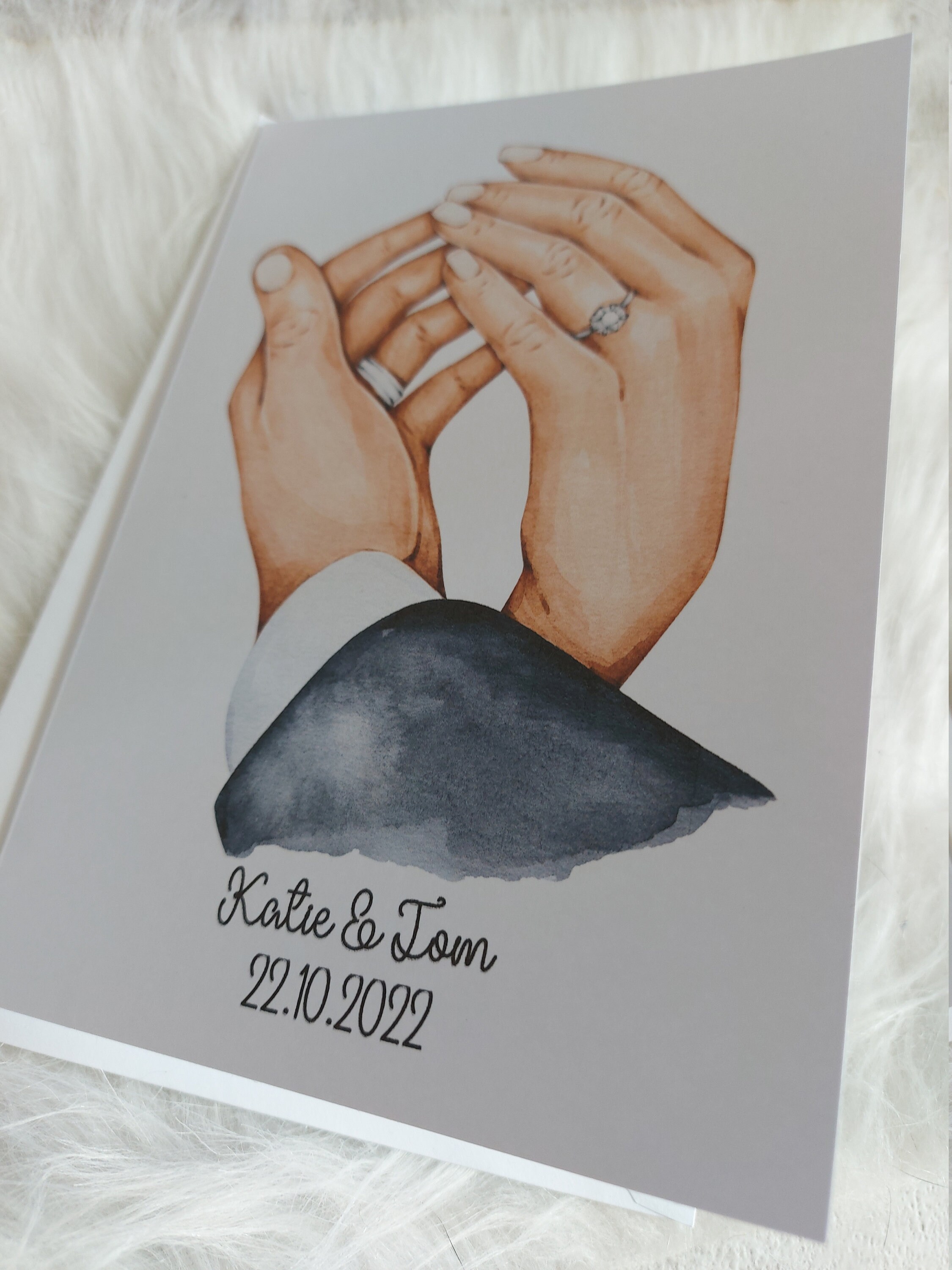 Personalised Wedding Card, Man and Wife, Holding Hands, Newly Weds ...