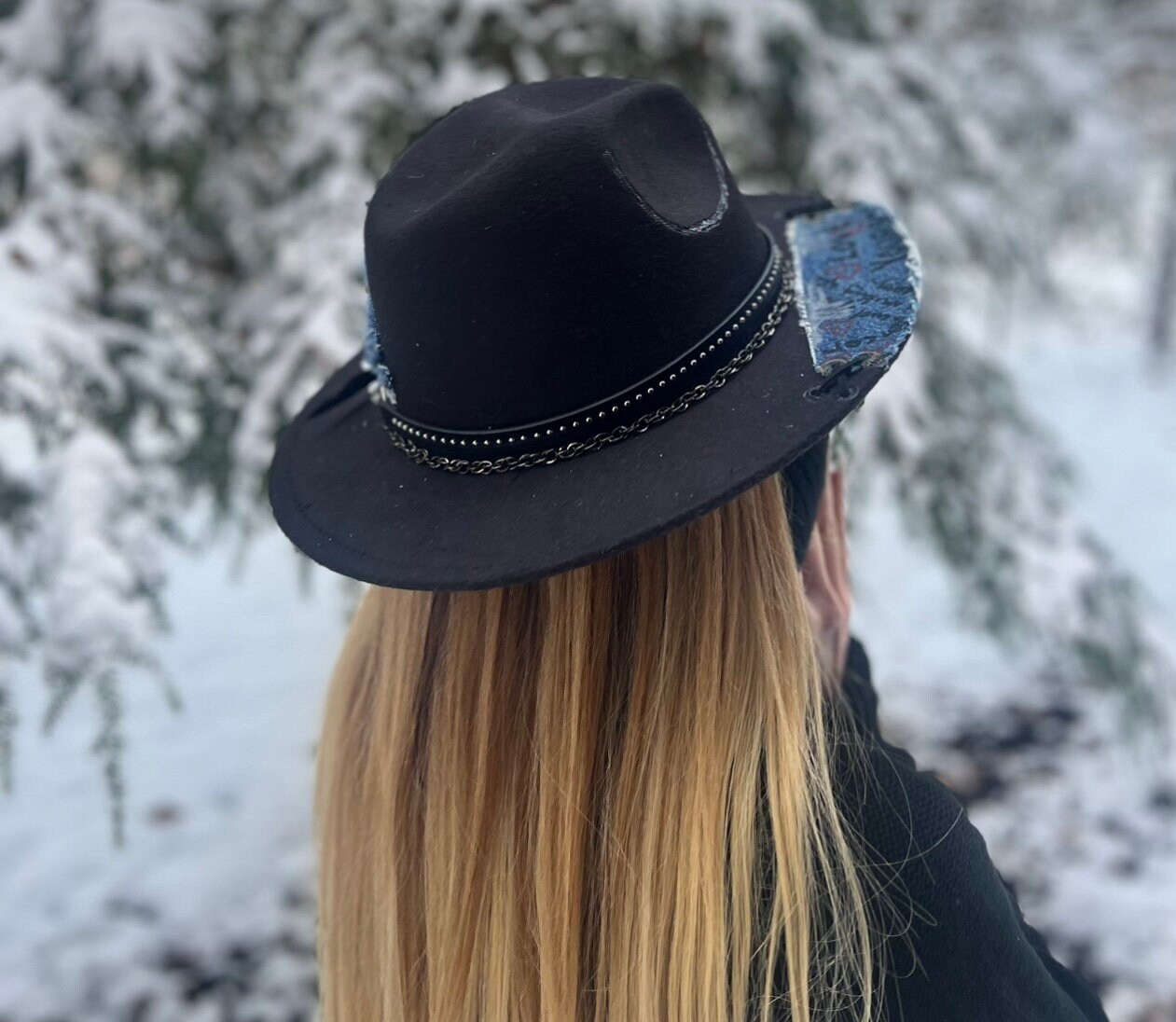 Denim Felt Burned Hat. Card Playing .western Hat - Etsy