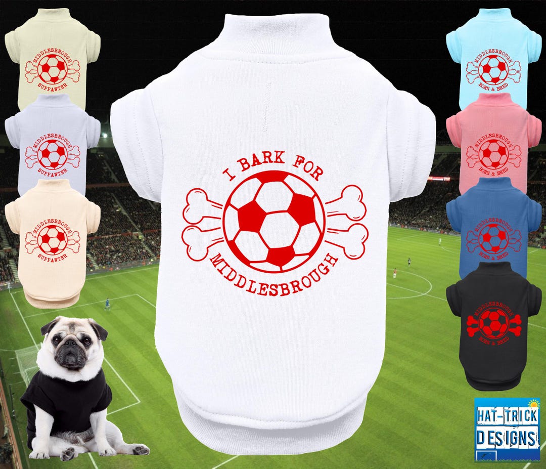 MIDDLESBROUGH Supporter Football Fan Dog Puppy Pet T-SHIRT Clothing ...