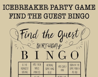 Find the Guest Birthday BINGO - Icebreaker Party Game - Etsy