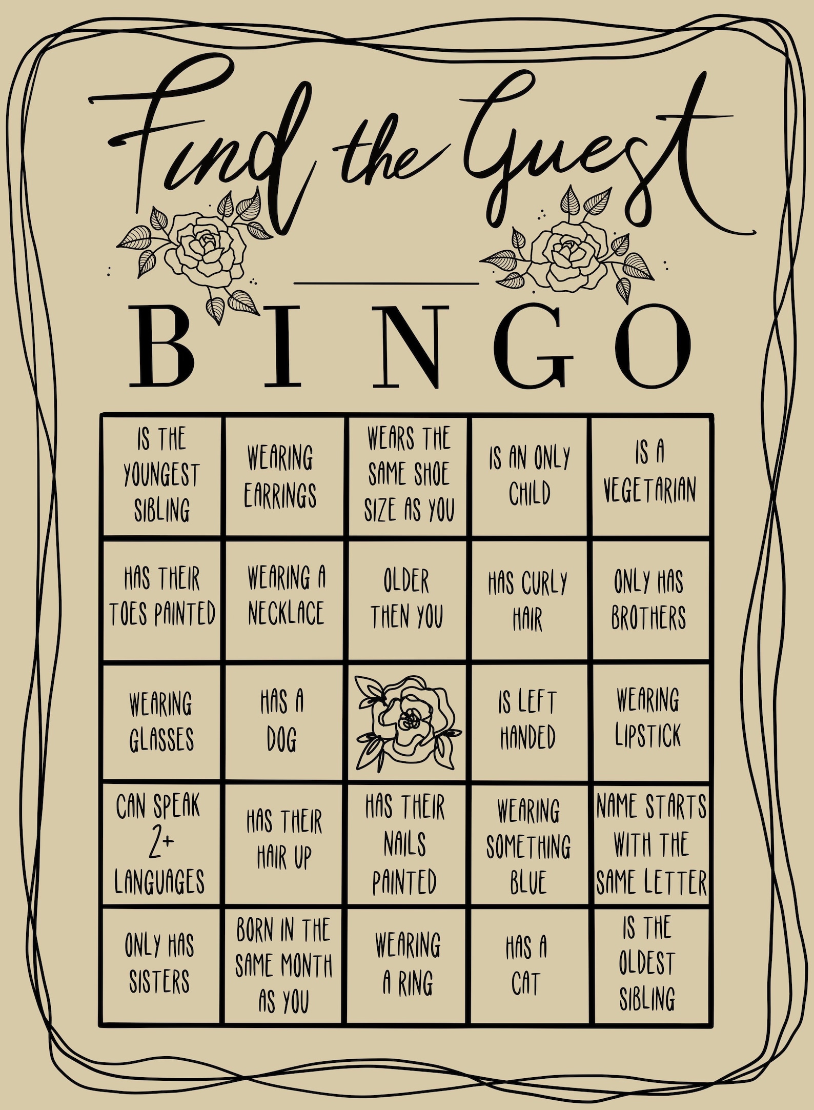 Find the Guest Bingo - Icebreaker Game - Etsy
