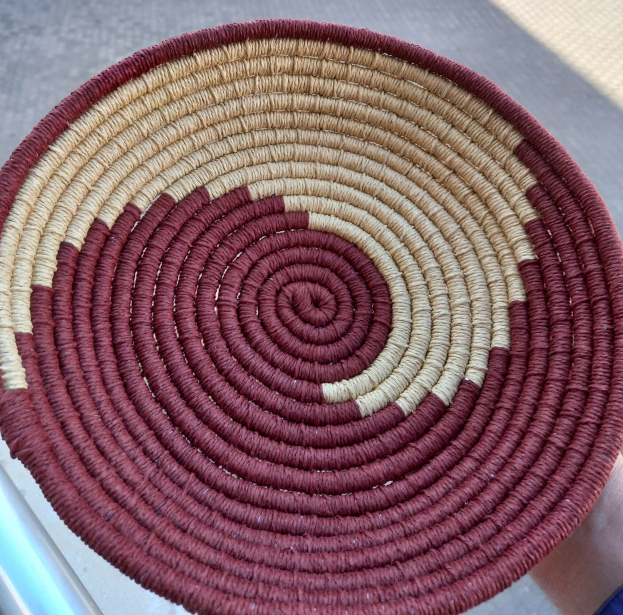 Claret Red and Beige Color Large African Baskets | Home Decor | Large ...