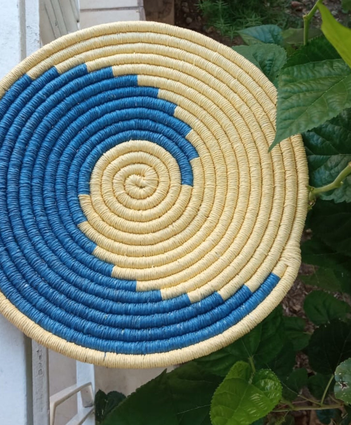 Blue and Beige Color Large African Baskets | Blue Home Decor | Large ...