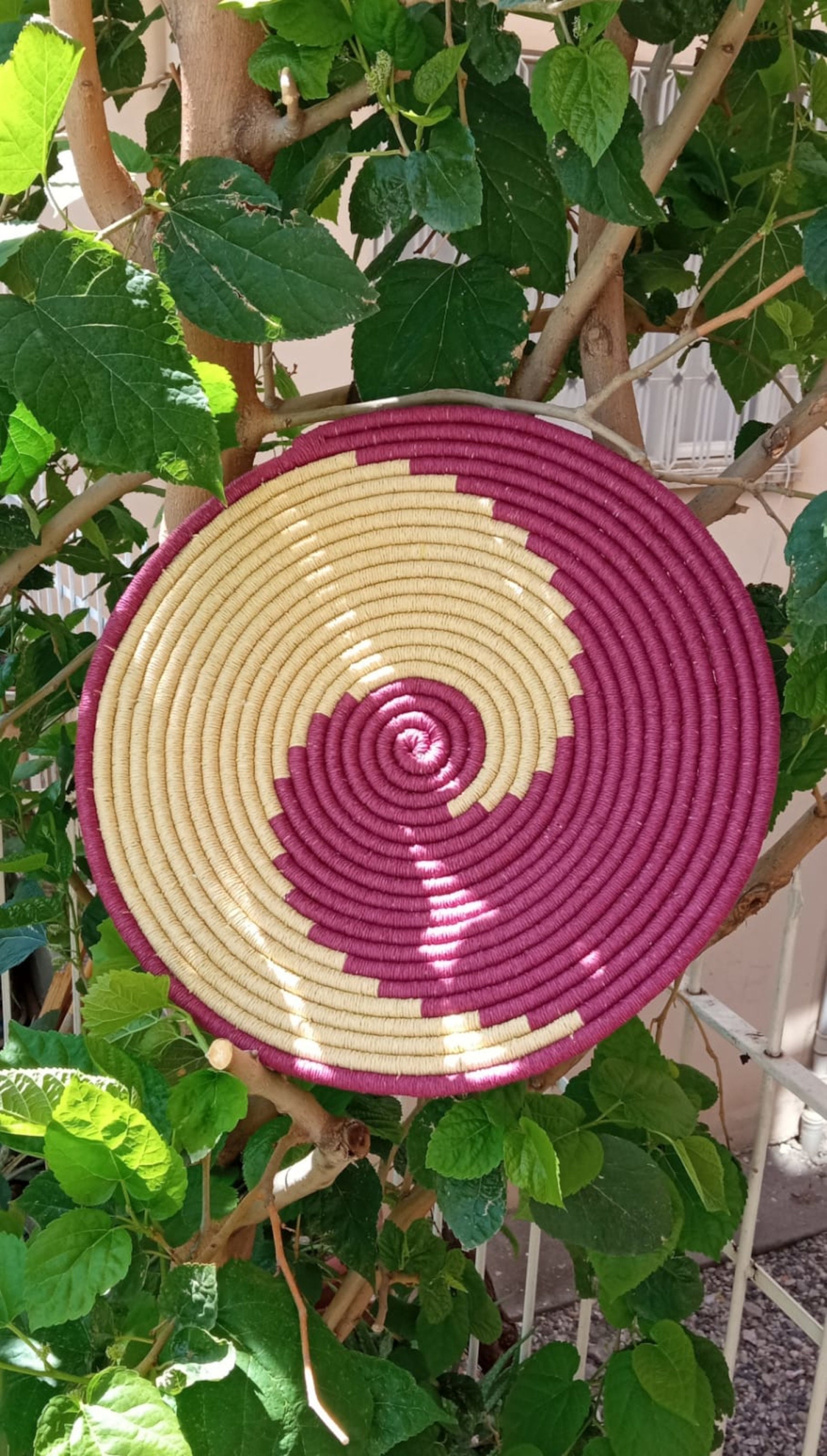 Claret Red and Beige Color Large African Baskets | Home Decor | Large ...