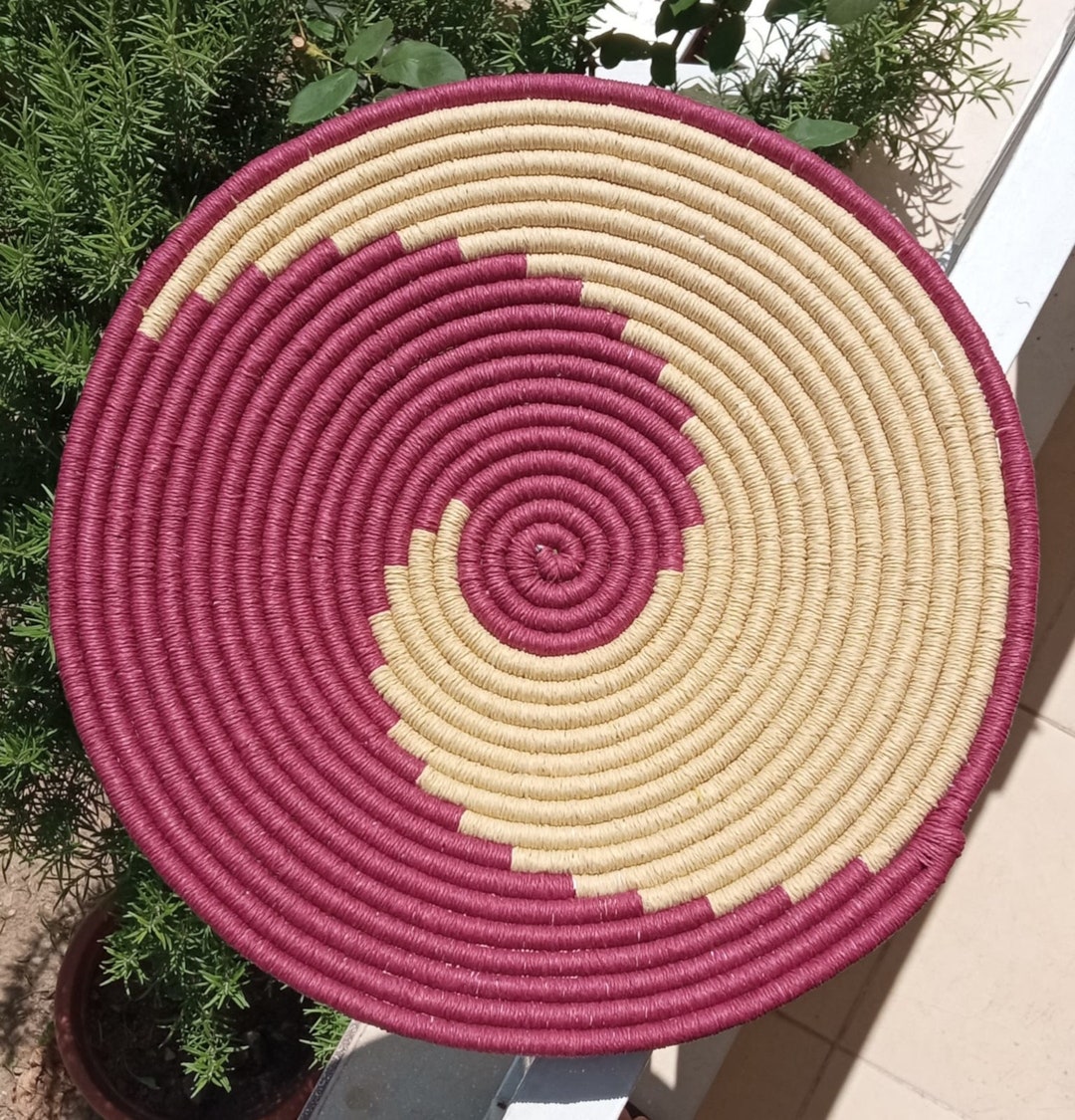 Claret Red and Beige Color Large African Baskets | Home Decor | Large ...