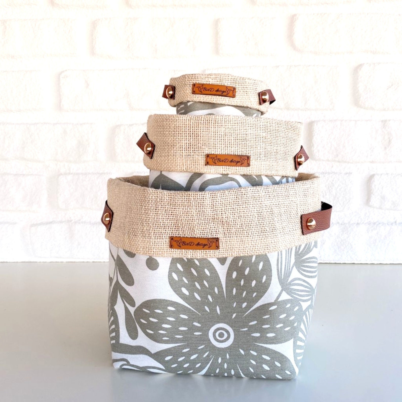 Boho Fabric Basket Sets | Indoor Plant Pot Cover Sets | Reversible ...