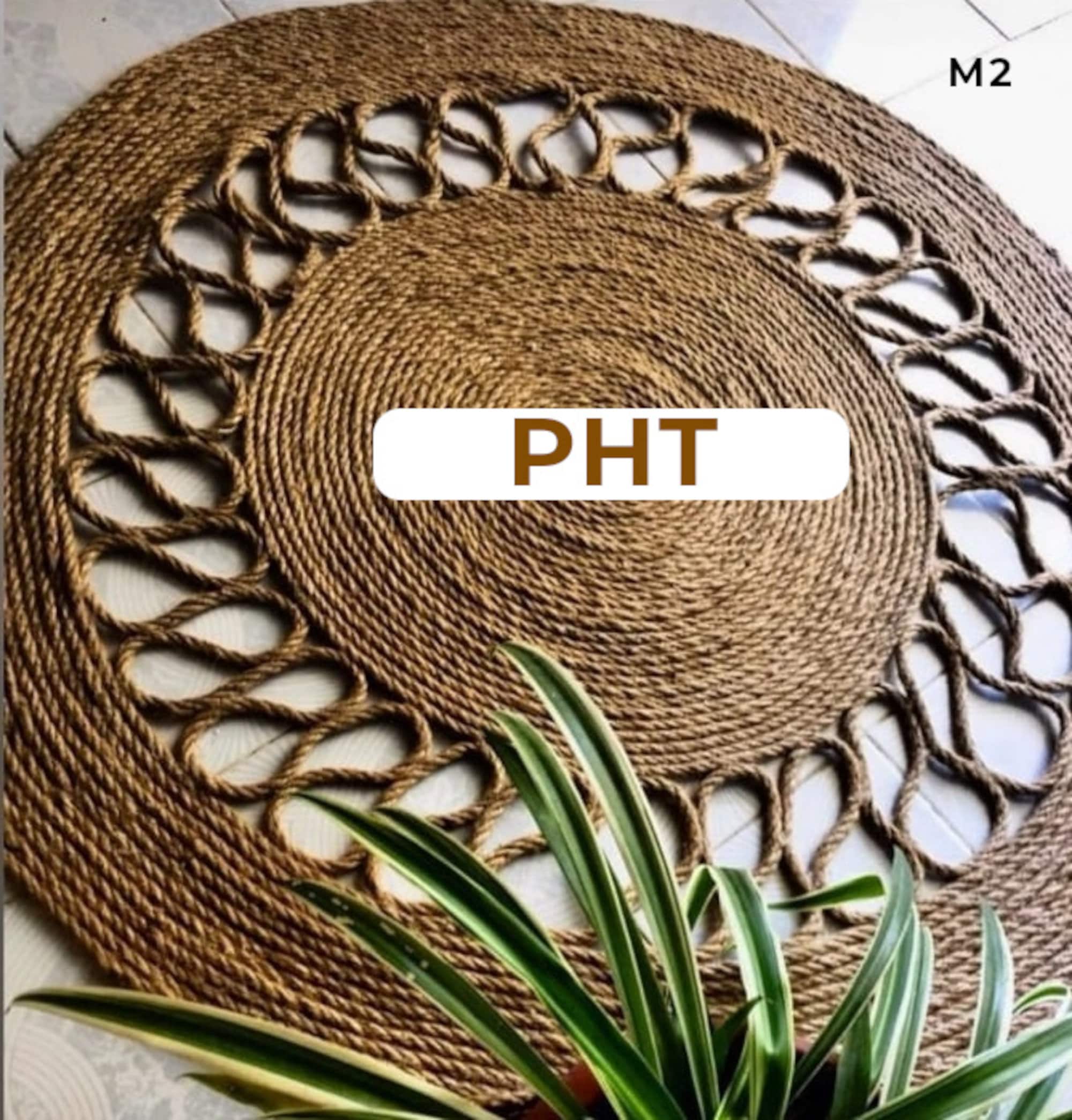 Handmade Wicker Rug | Boho Wicker Rug | Geometric Pattern Rug | Round ...