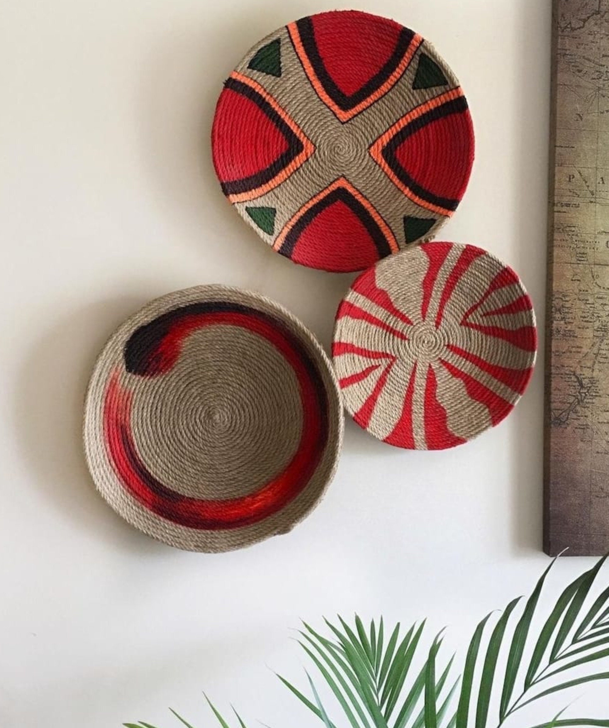 Set of 3,4 Rodeo African Baskets Wall Décor |red Large African Baskets ...