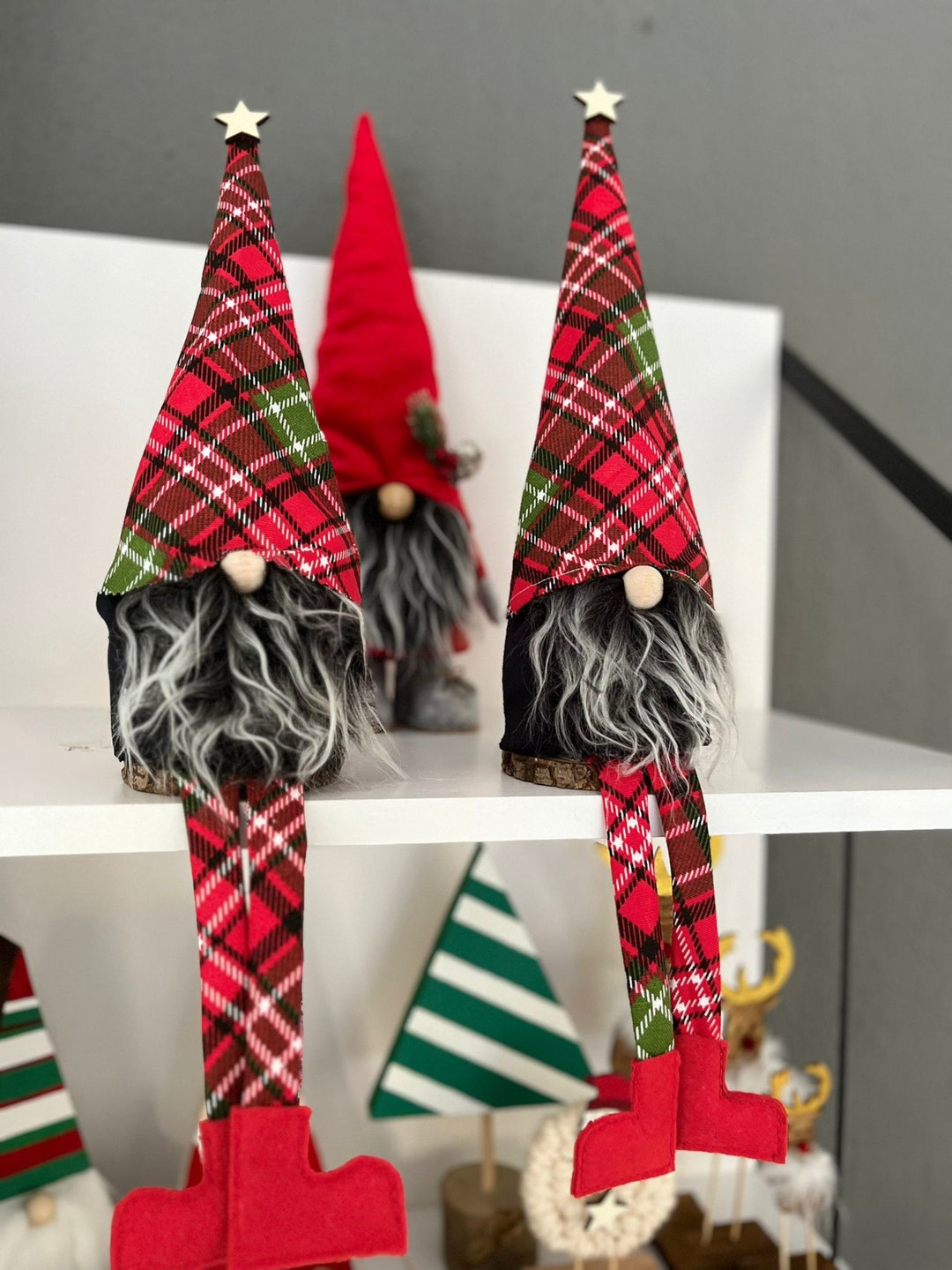 Tall&big Christmas Lucky Gnome | Handmade Big Lucky Dwarf | Winter ...