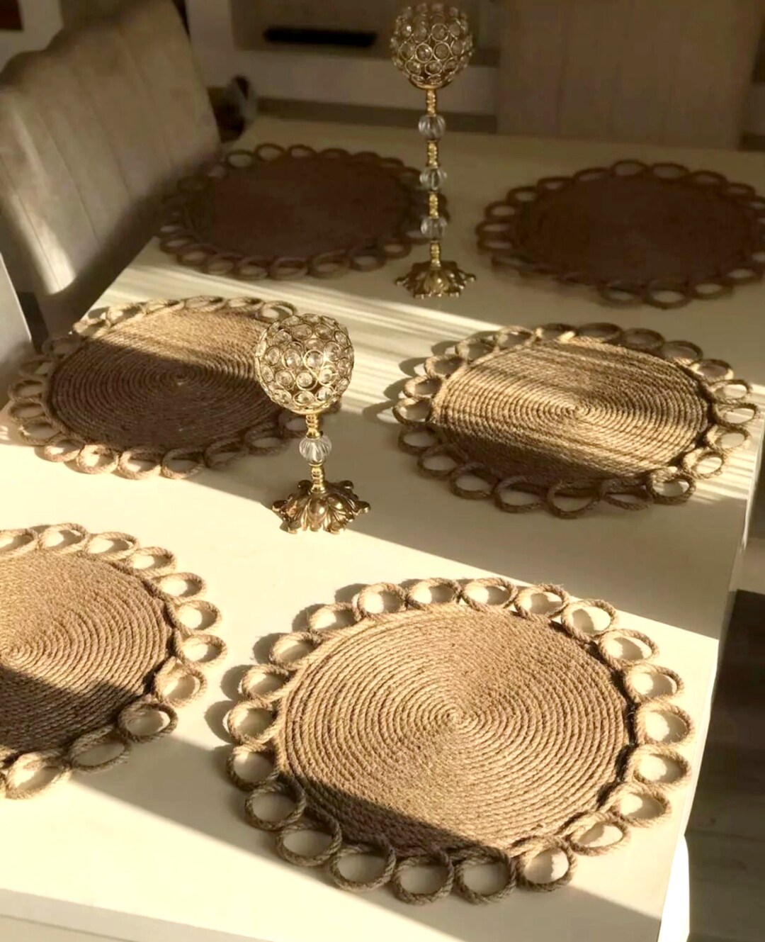 Handmade Natural Wicker Supla Set | Wicker Placemats Set of 4 | Service ...