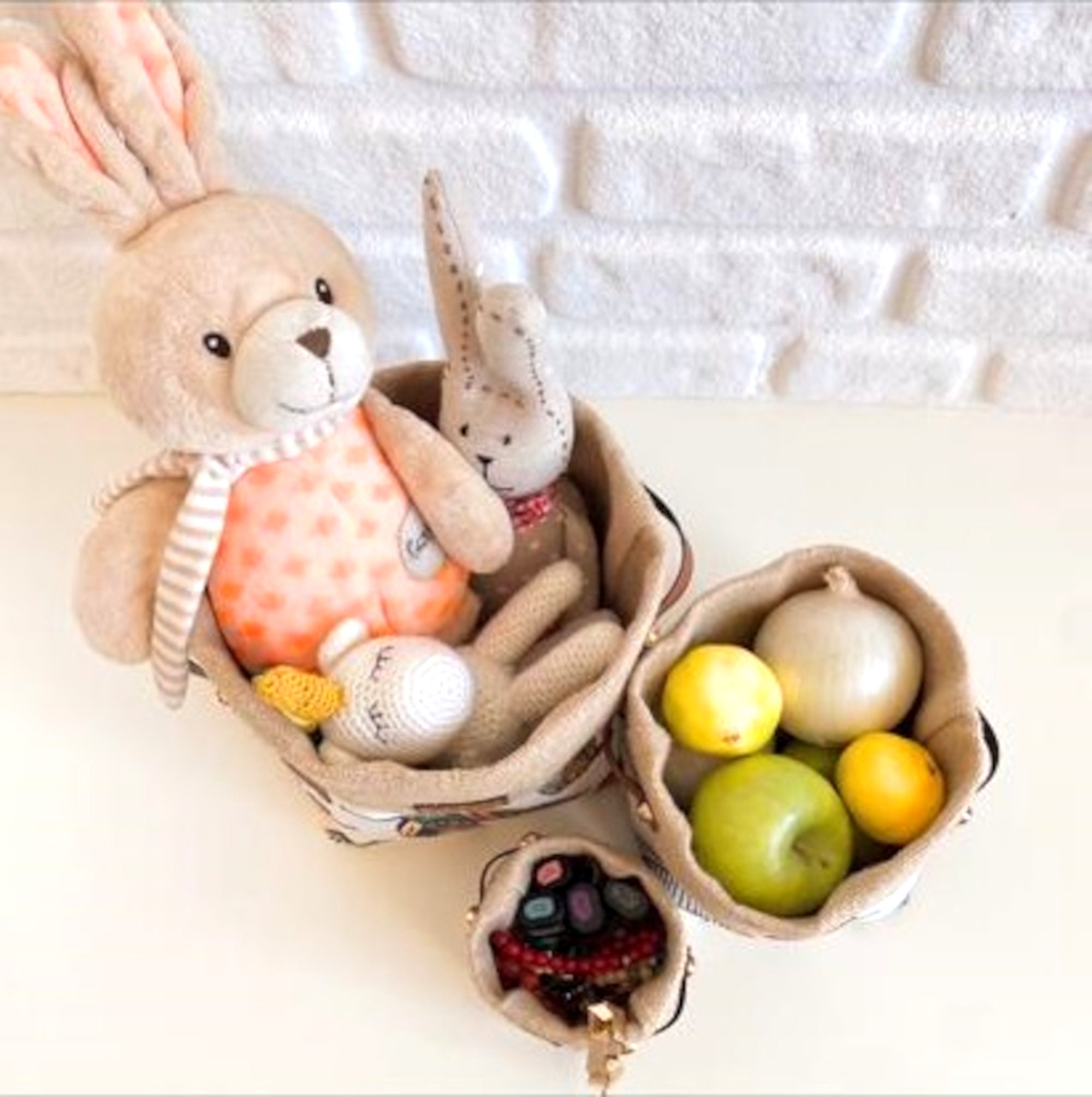Boho Fabric Basket Sets | Indoor Plant Pot Cover Sets | Reversible ...