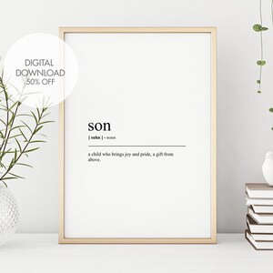 Son Definition Print | Son Minimalist Dictionary Art Printable | Gifts ...