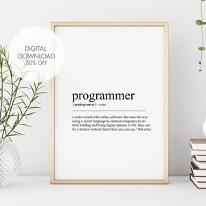 Programmer Definition Prints | Programmer Dictionary Art | Funny Print | Minimalist Wall Art ...