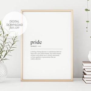 Pride Definition Prints | Pride Dictionary Art | Mindset Print ...