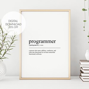 Programmer Definition Print | Programmer Dictionary Art | Funny Prints | Minimalistic Wall Decor ...