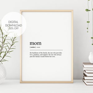 Mom Definition Print | Gifts for Mom | Mothers Day Gift | Mother ...