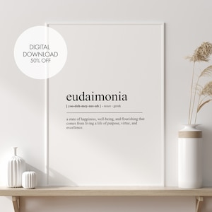 Eudaimonia Definition Print | Eudaimonia Dictionary Poster | Mindset ...