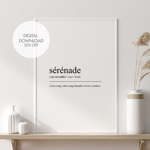 Seranade Definition Printable Wall Art | Serenade Dictionary Poster ...